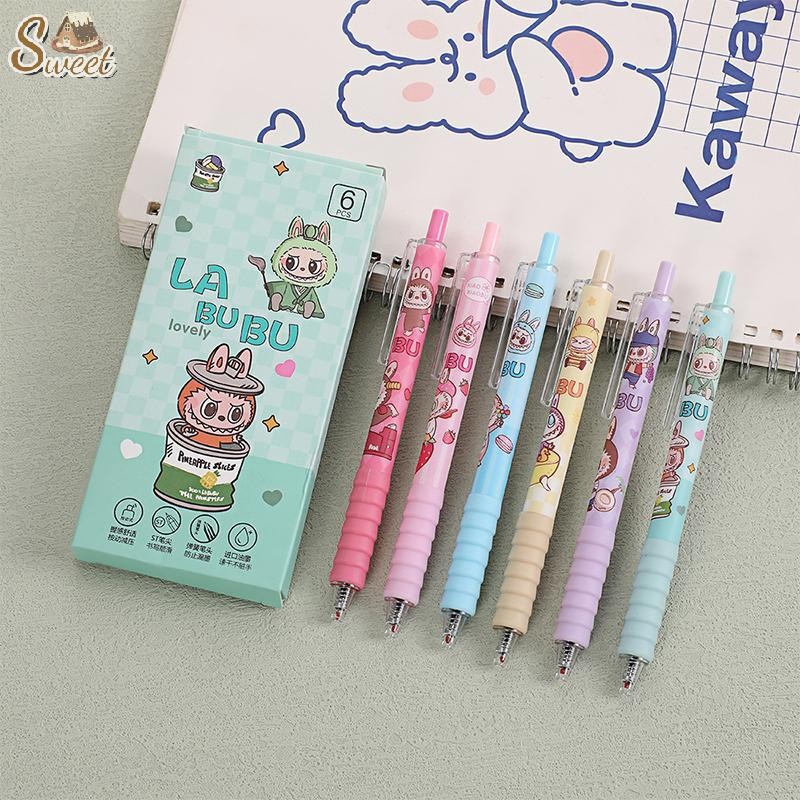 Sweethouse 6Pcs Kawaii Labubu Press Gel Pens For Wrig Cute 0.5mm Black ...