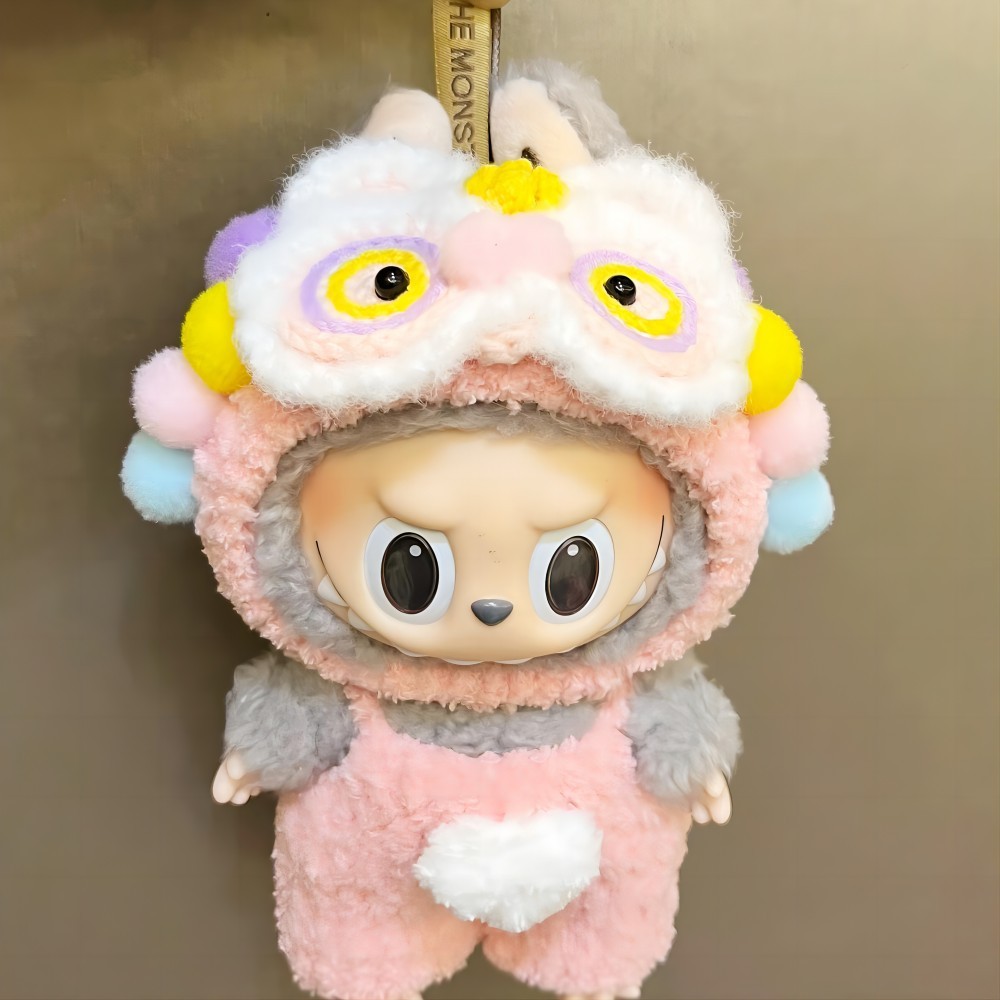 17cm Labubu Clothes Labubu Marcaron Hand-made Pink Dance Lion Clothes ...