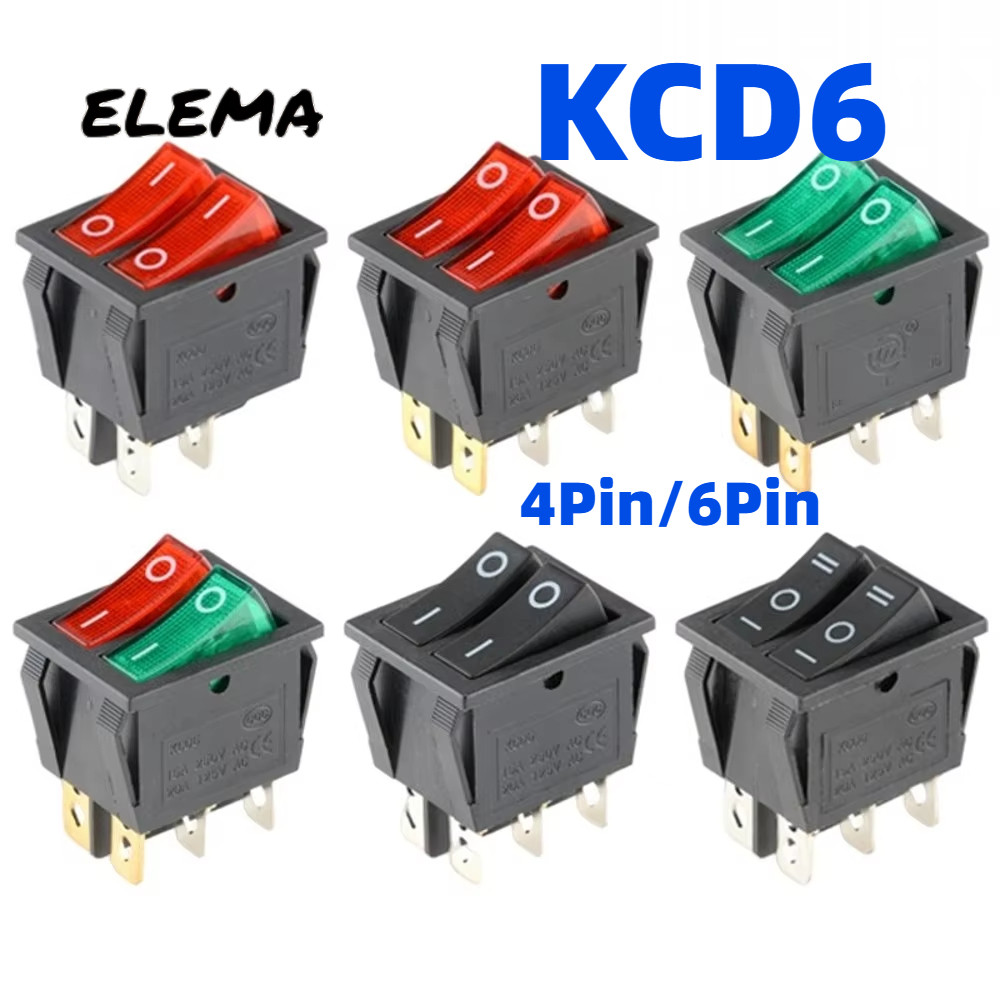 KCD6 Power Switch 4Pin/6Pin 15A 250V 20A 125V Double Light Switch ...