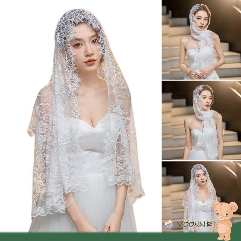 Voonne Muslims Lace Wedding Veils Church Mantilla Wedding Bride Head ...