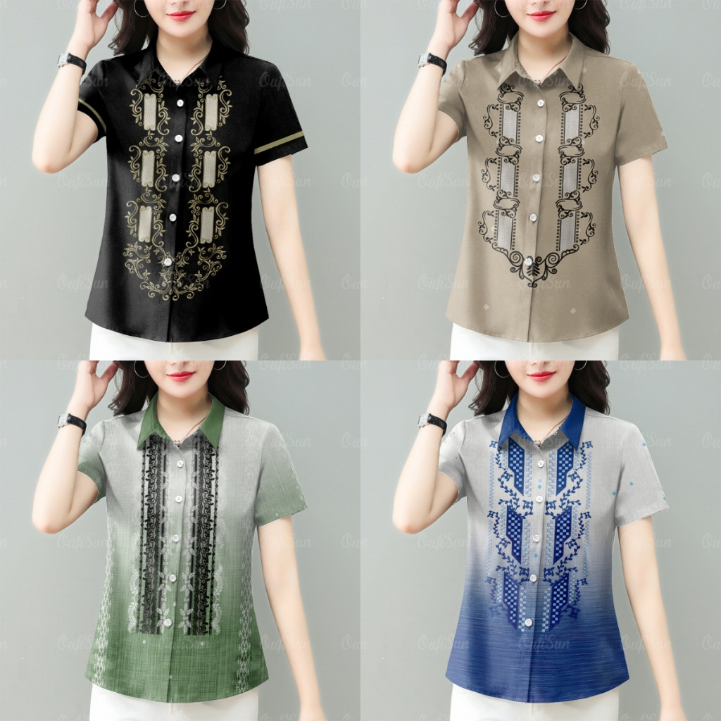 2025 Asean Attire Women's Retro Ethnic Style Shirt Barong Pattern Plus ...