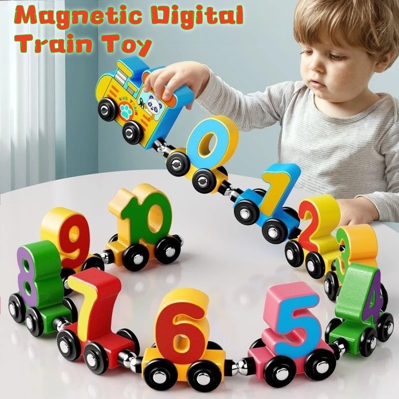 Magnetic Digital Train Toy Magnet Wheel Train Early Education Toys For ...