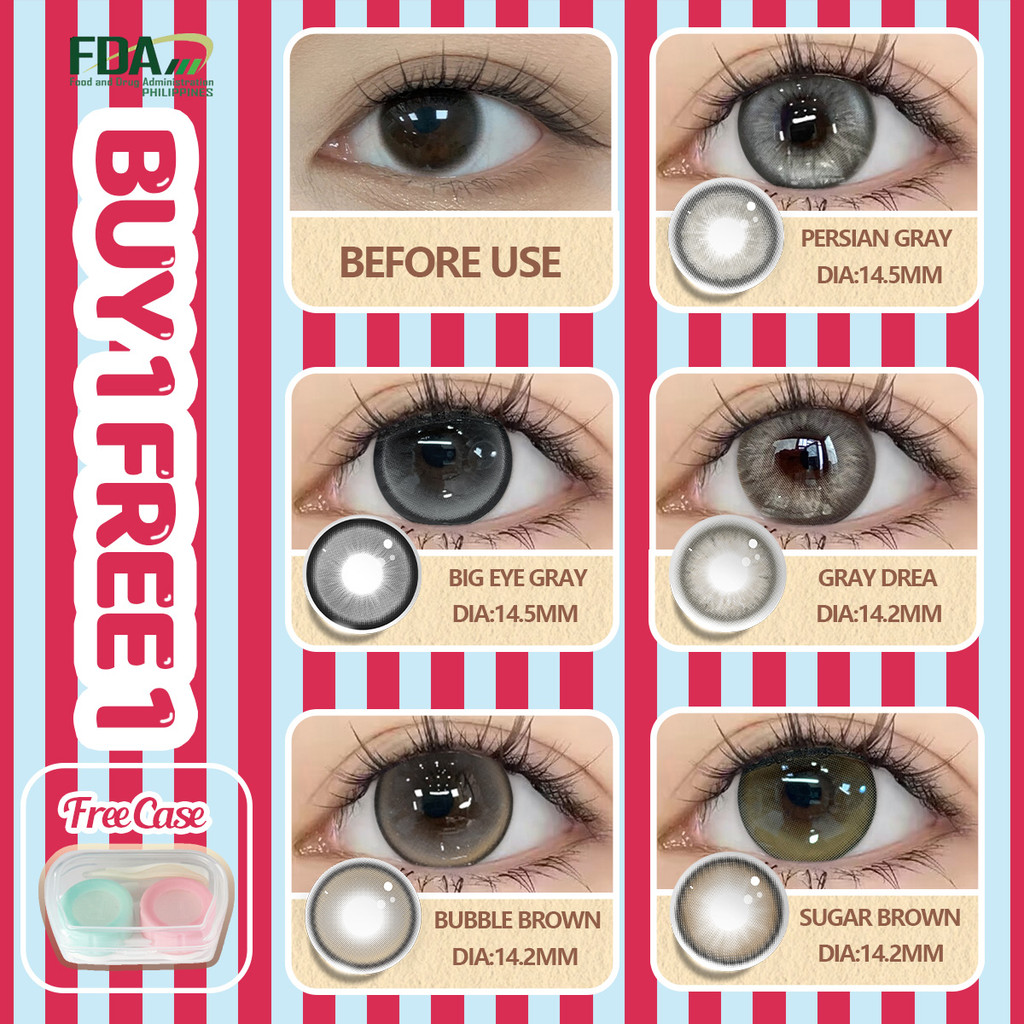 【BUY 1 FREE 1】cocolens natural contact lens brown gray contact lens 6 ...