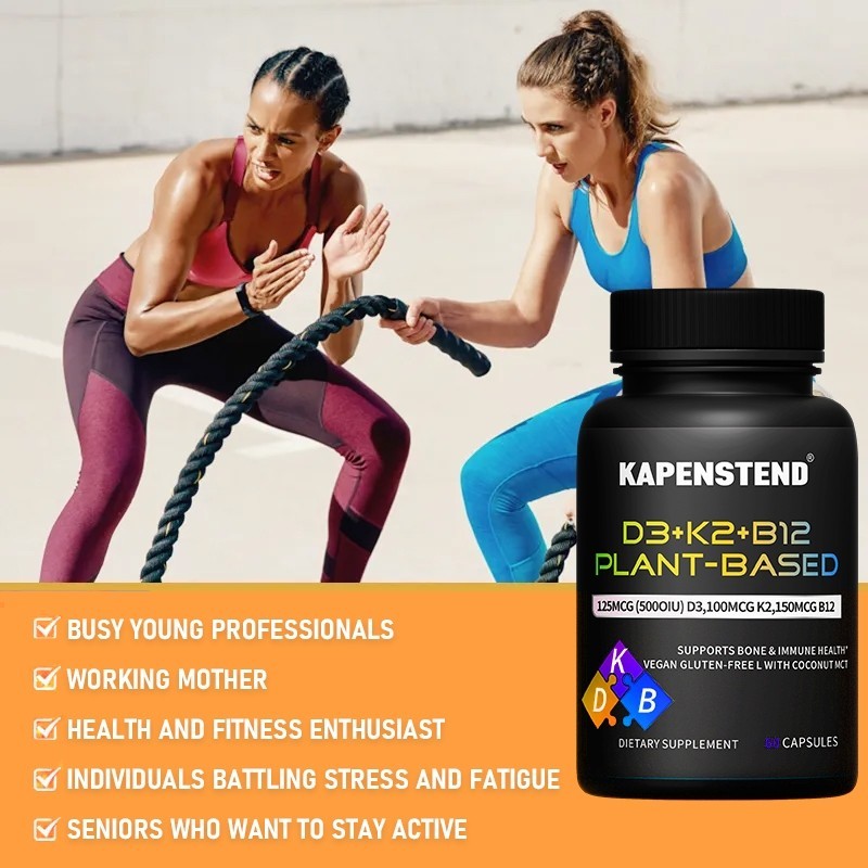 Vitamin D3 K2 B12 Capsules, 5000 IU Vitamin D3 and 100 mcg Vitamin K2, 150 mcg Vitamin B12 ...