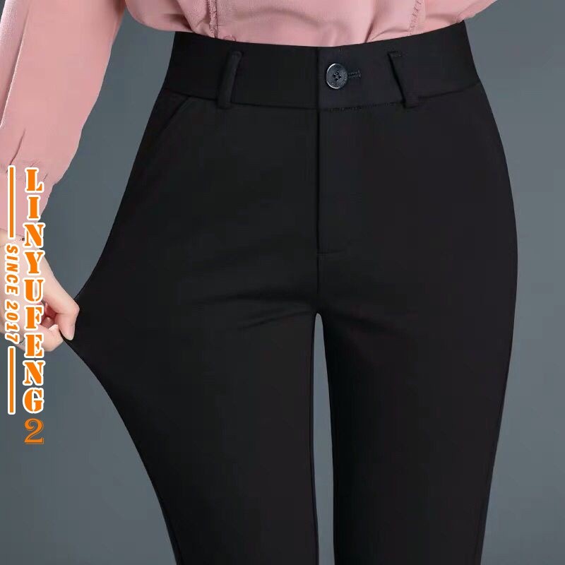 Plus Size M-4XL Formal Office Suit Baggy Pants for Women Elastic High ...