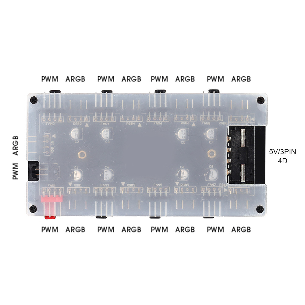 5v 3 Pin Argb 4 Pin Fan Pwm Hub 1 To 8 Ports Splitter For Pc