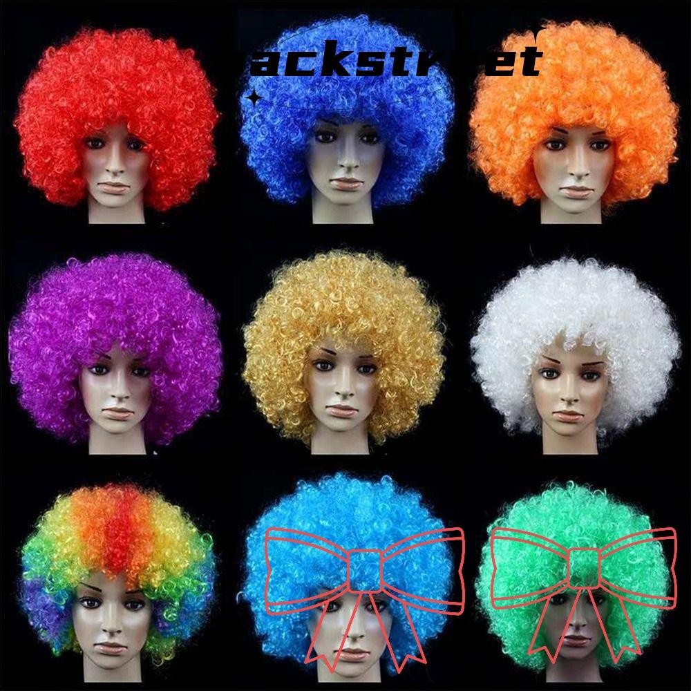 BACKSTREET Black Afro Curly Wig Various Coloured Fashion Props Football ...