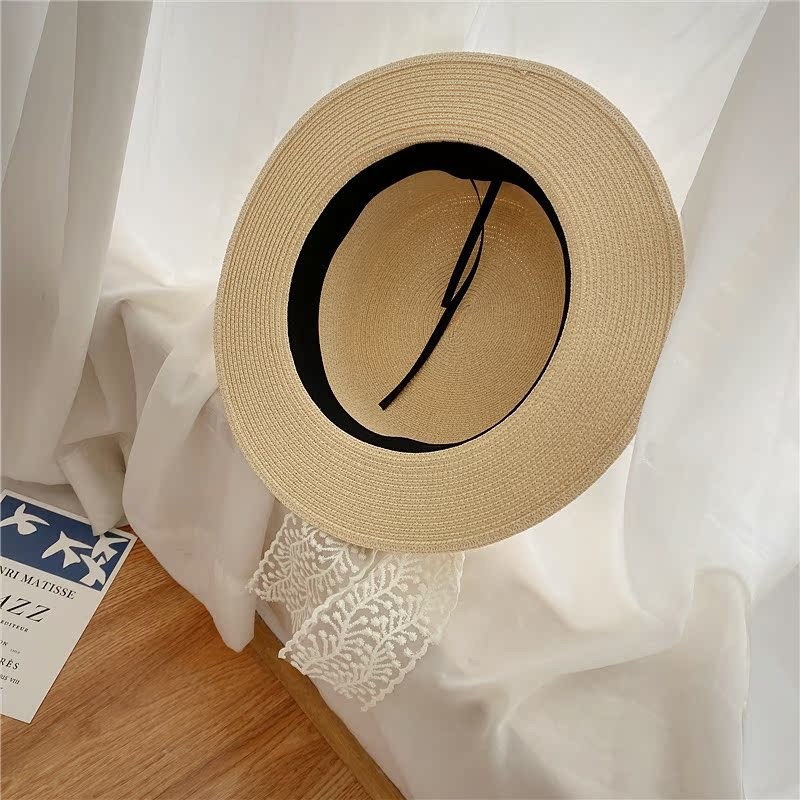 Japanese Style Fresh Straw Hat Pastoral Fashion Versatile Flat Top Lace ...