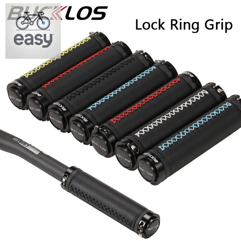 BUCKLOS Bicycle Cuff Soft Leather MTB Grips Aluminum Alloy Lock on ...