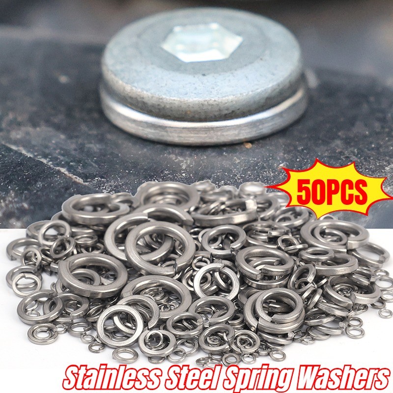 50Pcs M5 M6 M8 M10 304 Stainless Steel Spring Split Lock Washers ...