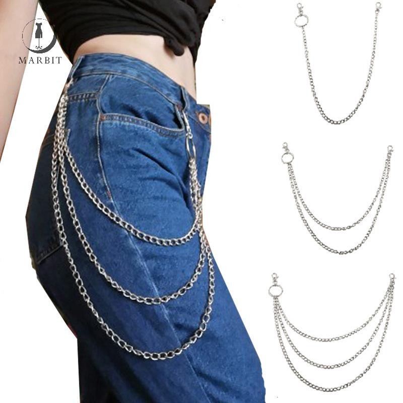 Marbit 1/2/3 Layer Long Metal Belt Chain Rock Punk Hook Trousers Pant ...