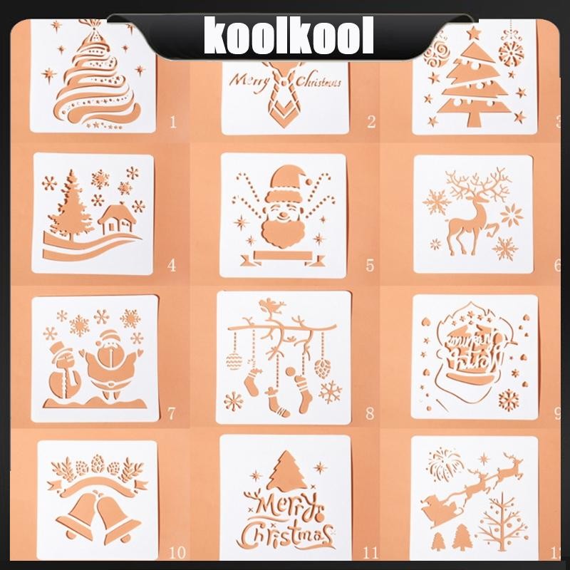 Kool 12PCS Classic Christmas Style Painting Stencil Kit 5 x5 Student ...