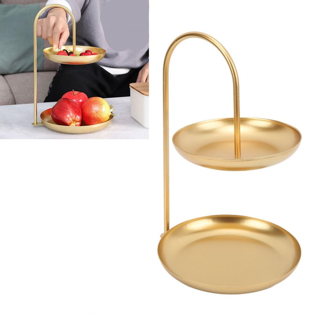 Buybest1 2 Tier Tray Gold Metal Tiered Fruit Large Capacity Vanity ...