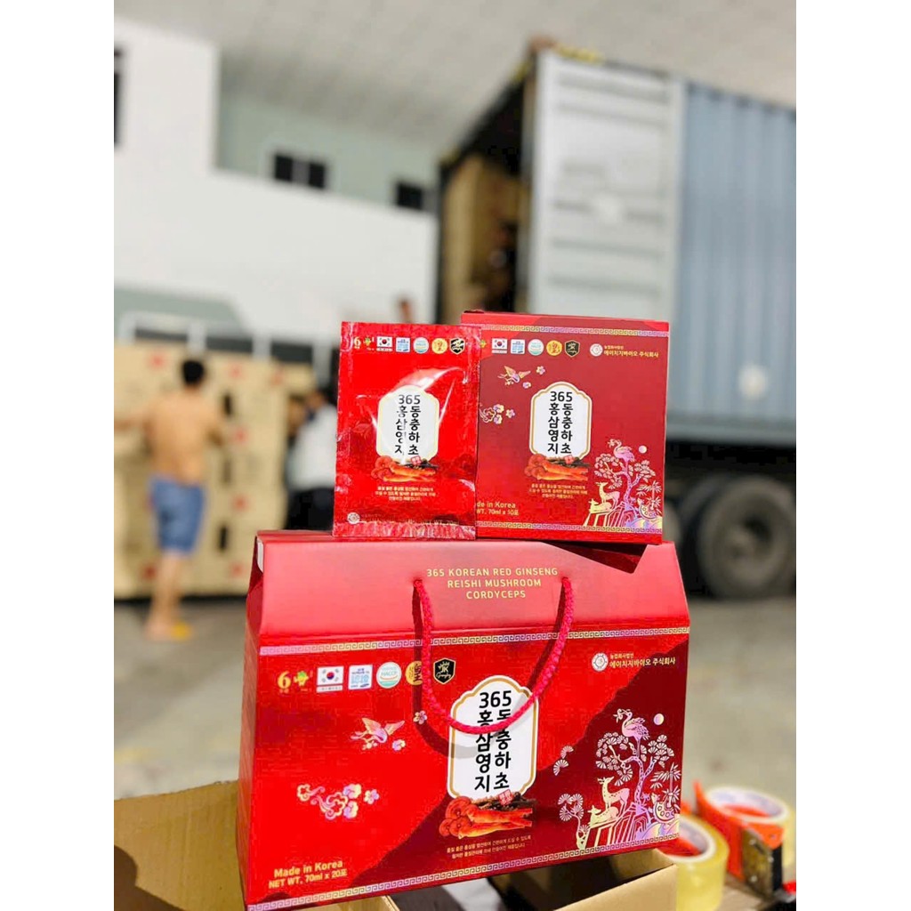 [Box of 20 packs x 70ml] 365 HANSUSAM Red Ginseng Ganoderma Cordyceps ...