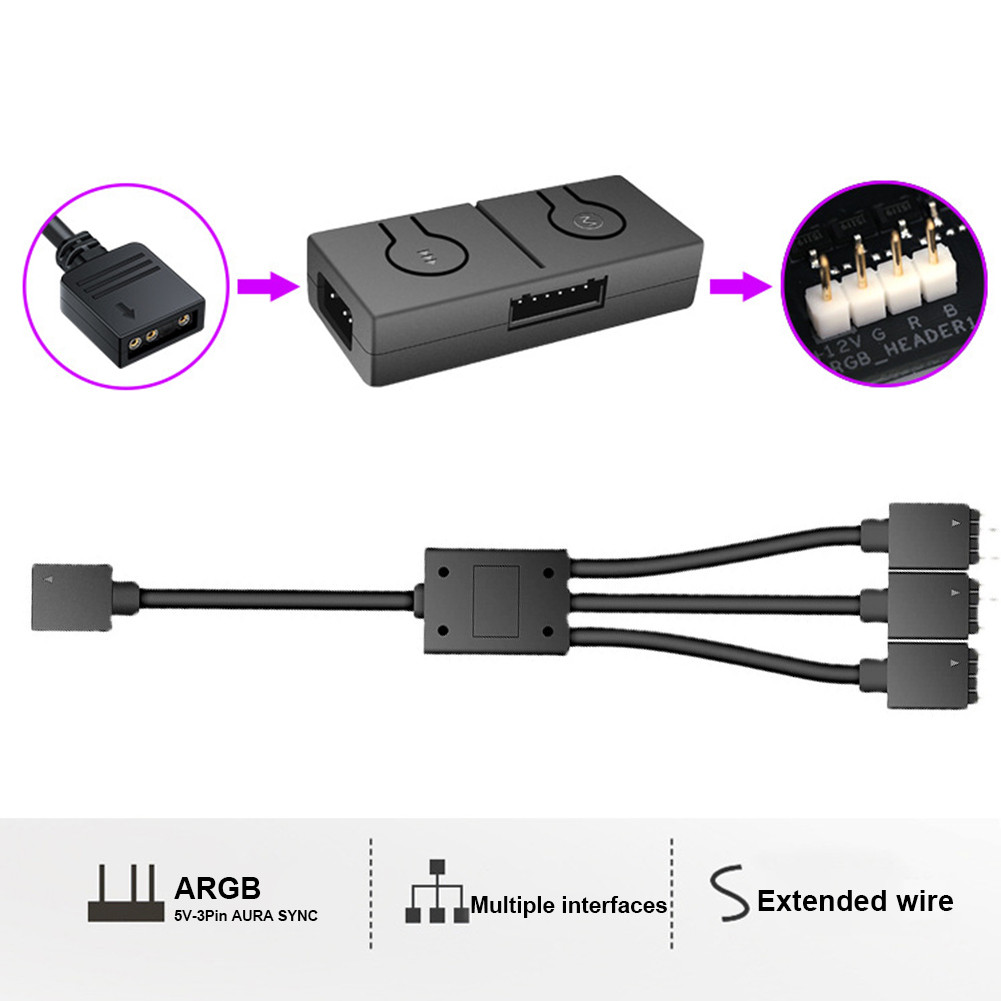 5V ARGB To 12V RGB Converter Built-in 50 Color Modes 3pin To 4pin ARGB ...