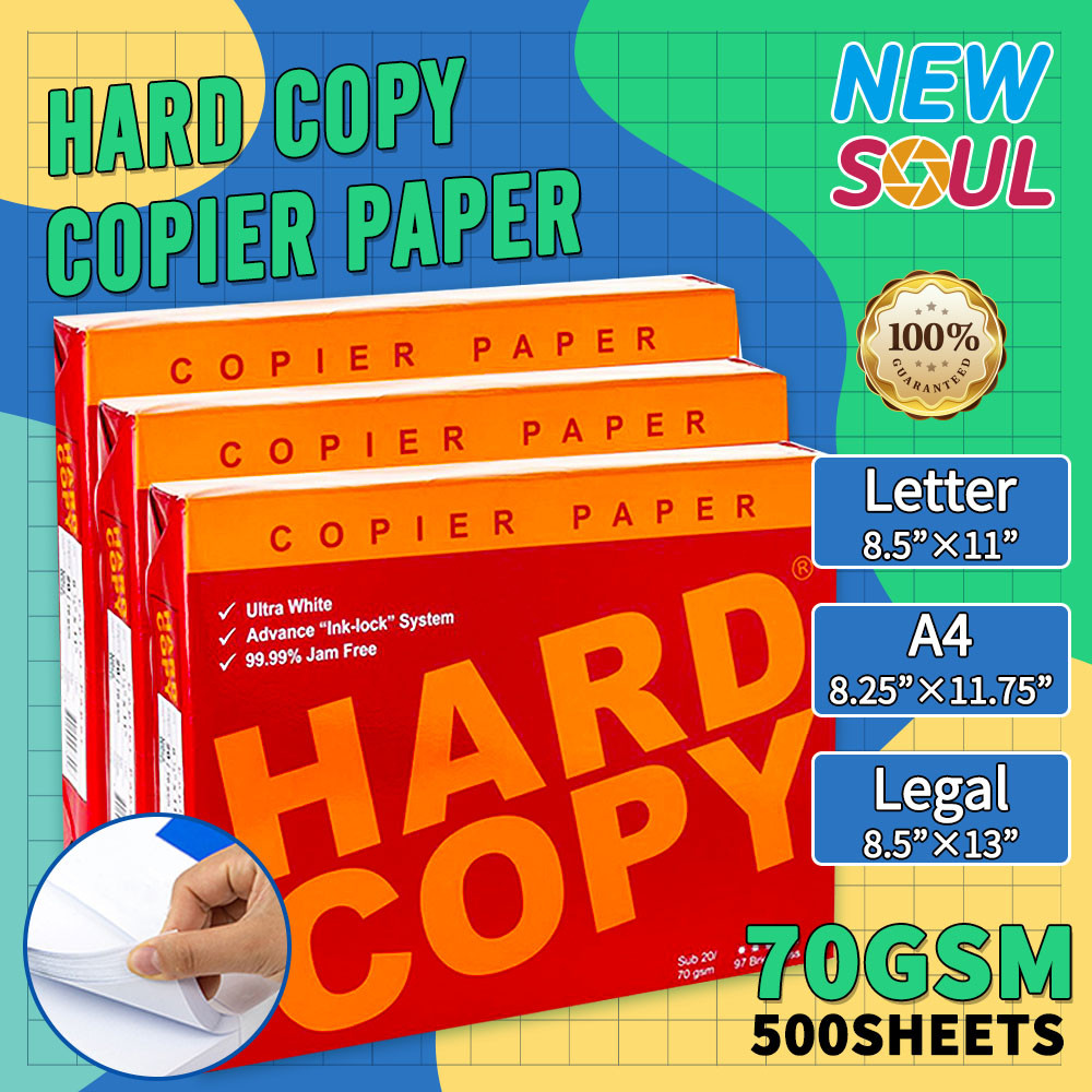 Hard Copy Bond Paper Short / A4 / Long 70gsm 500 Sheets | Shopee ...