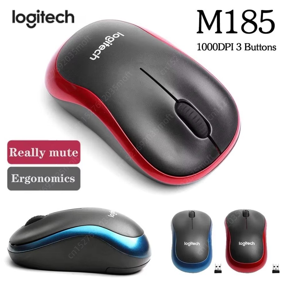 Logitech M185 2.4 GHz USB Wireless Mouse 1000DPI 3 Buttons Silent ...