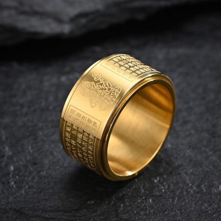 Eight Patron Saints Heart Sutra Rotatable Ring Men's and Women's Charm ...