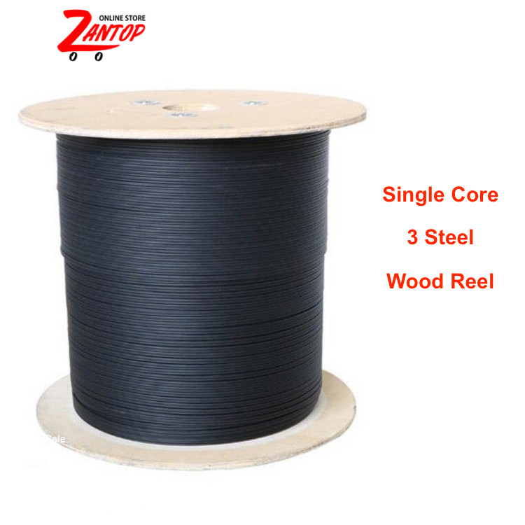 1 Core 3 Steel Fiber Cable 1KM/1000m Pure Black Outdoor Single Core FOC ...