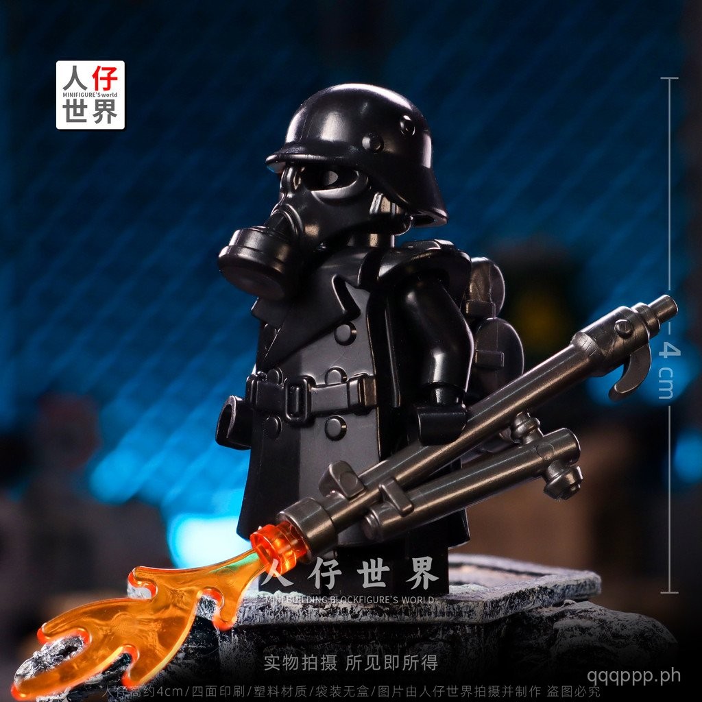 New Third-Party WWII Military Minifigure Flame Spray Color Gunner Gas ...