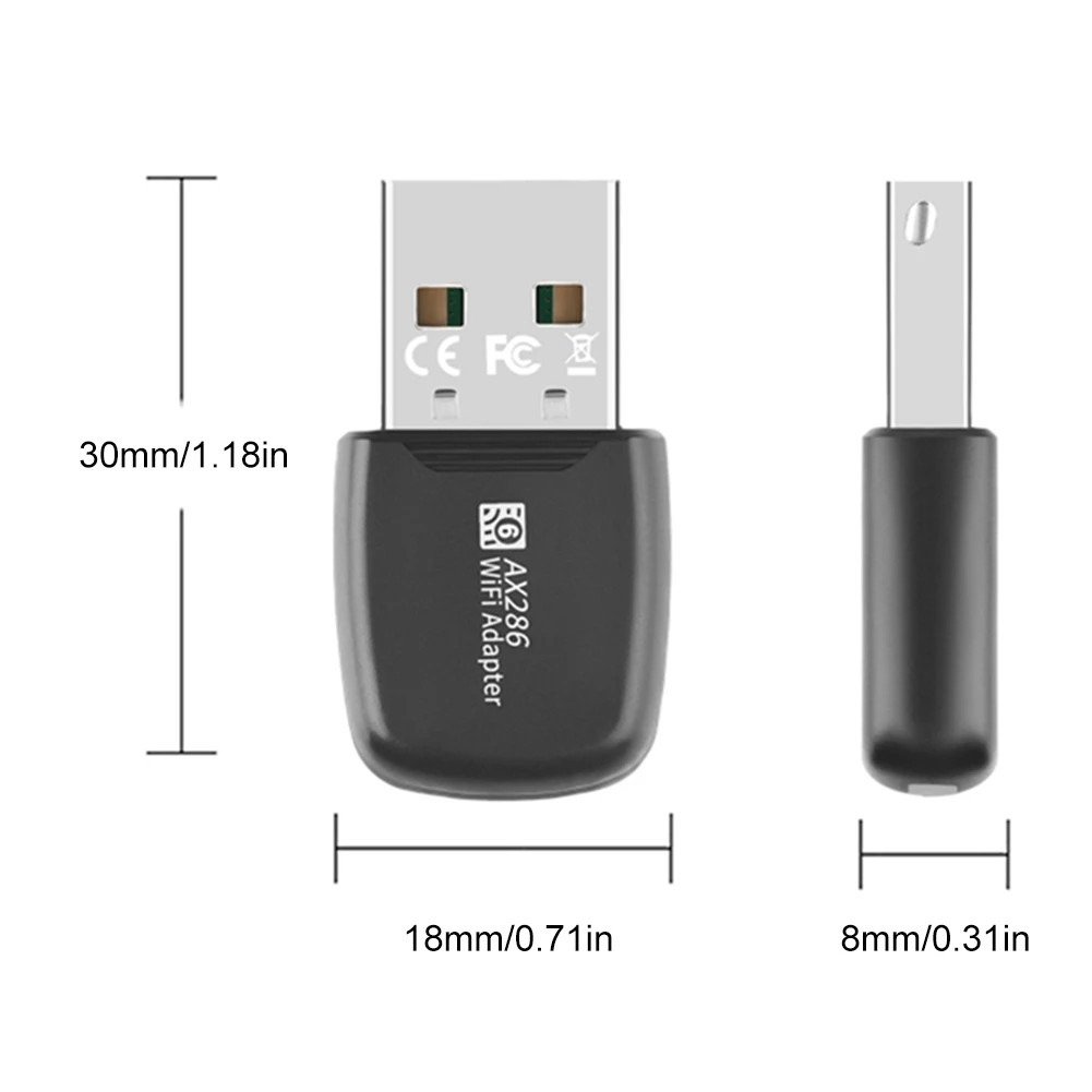 Mini USB WIFI 6 Network Card 286Mbps 802.11ax Dongle USB 2.4GHz Wi-Fi ...