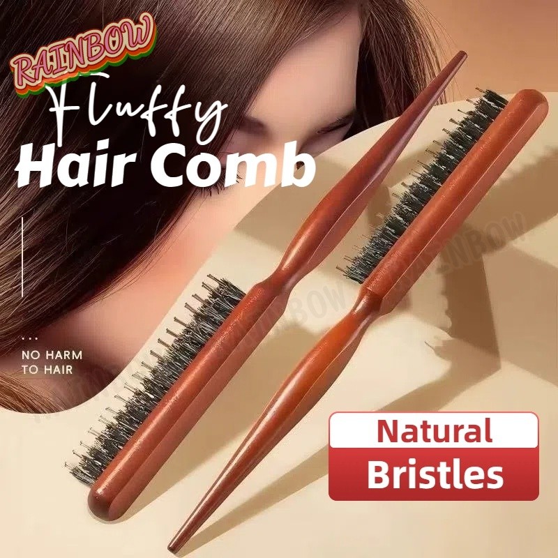 Pig Bristle Comb Fluffy And Smoothly Wooden Pointed Tail Easy To Style ...