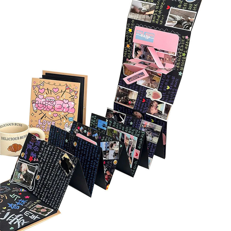 Black Card Album Accordion Book diy Folding This Organ Pop-up Book ...