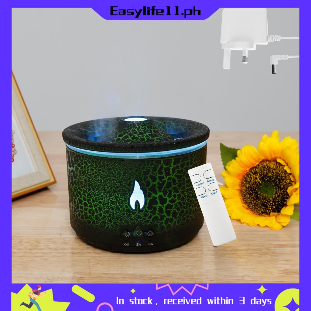 Volcano Humidifier 360ml Quiet Flame Fire Diffuser with 2 Mist Modes ...