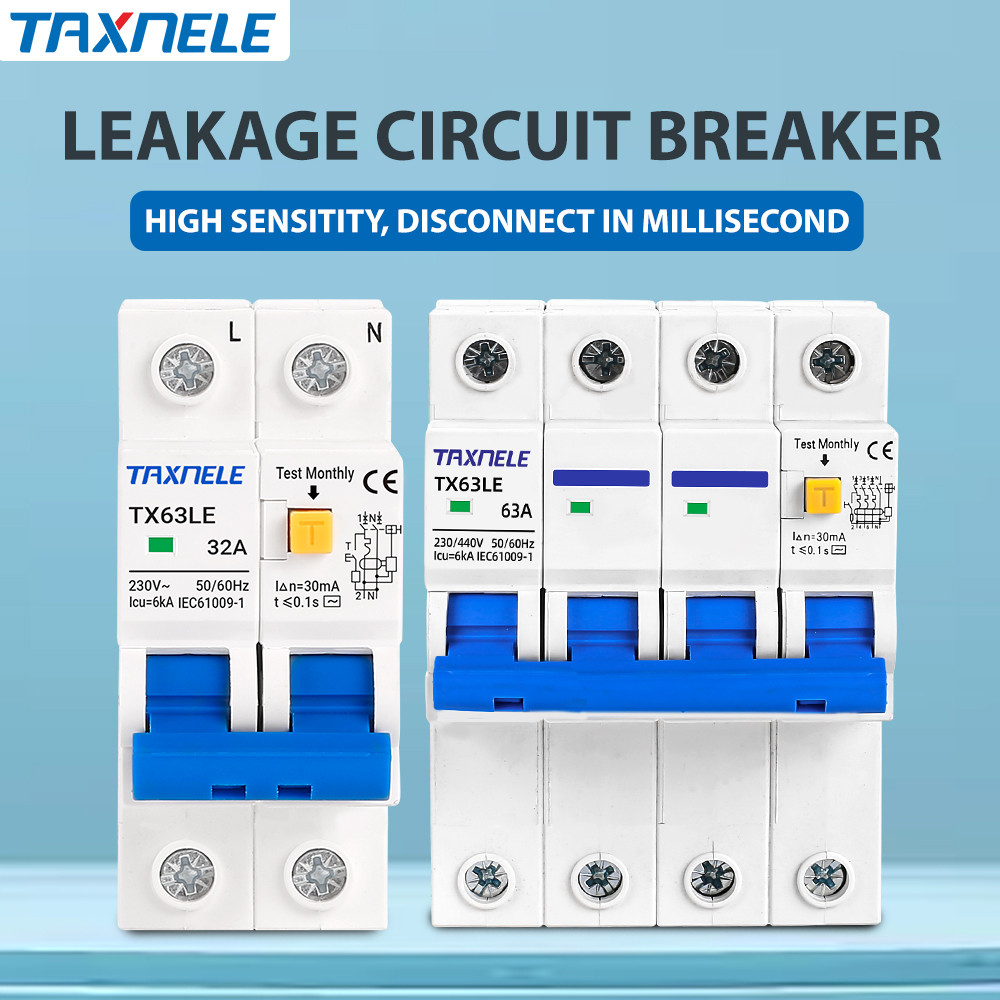 Leakage Protector RCBO Overload Short Circuit Protection 2P 4P 30mA Residual Current Circuit ...