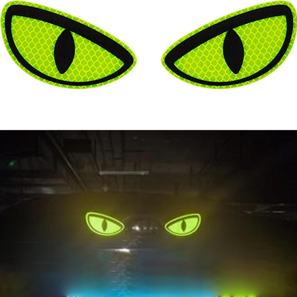 1 Pack Car Stickers Eye Green Night Safety Driving Reflective Cute ...