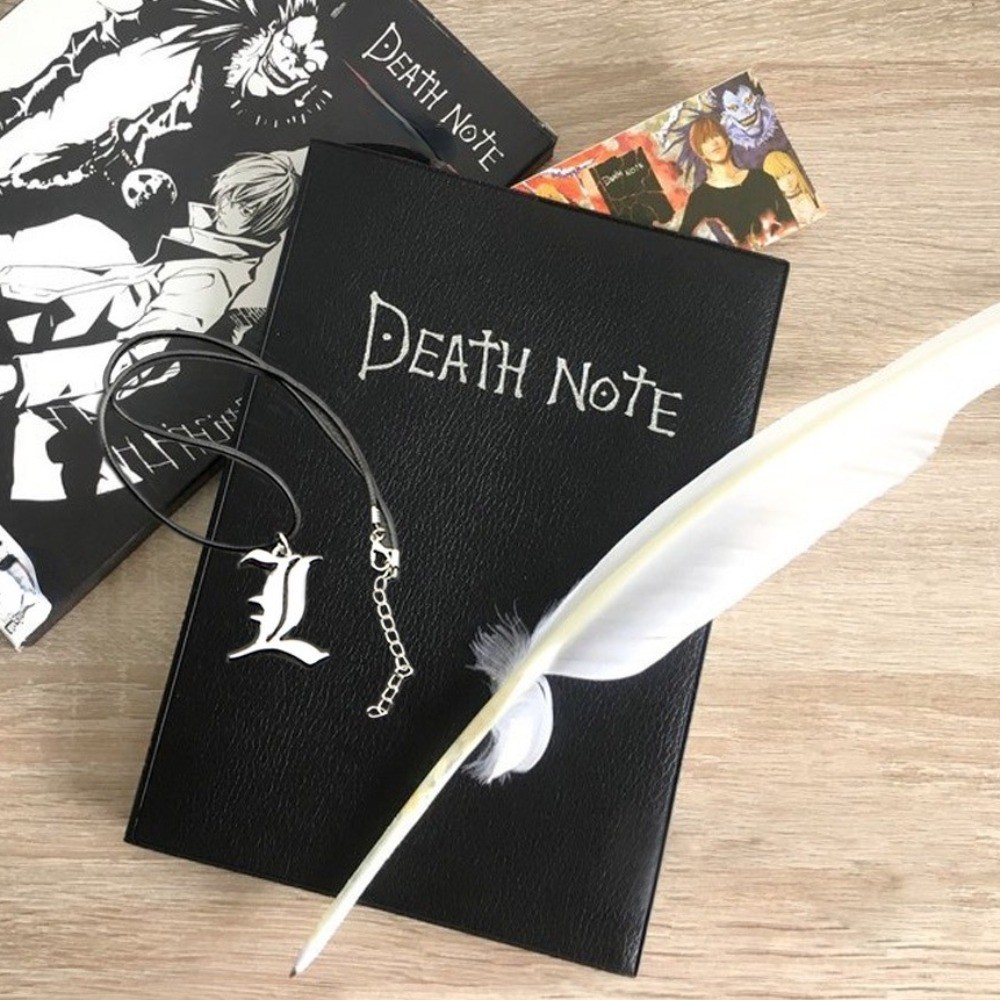 Anime Death Note Notebooks Yagami Light Ryuk Feather Pen Necklace ...