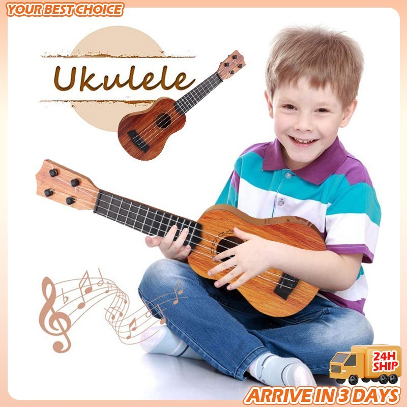 Kids Ukulele Plain Wood Plastic Musical Instrument 4 Strings Small ...