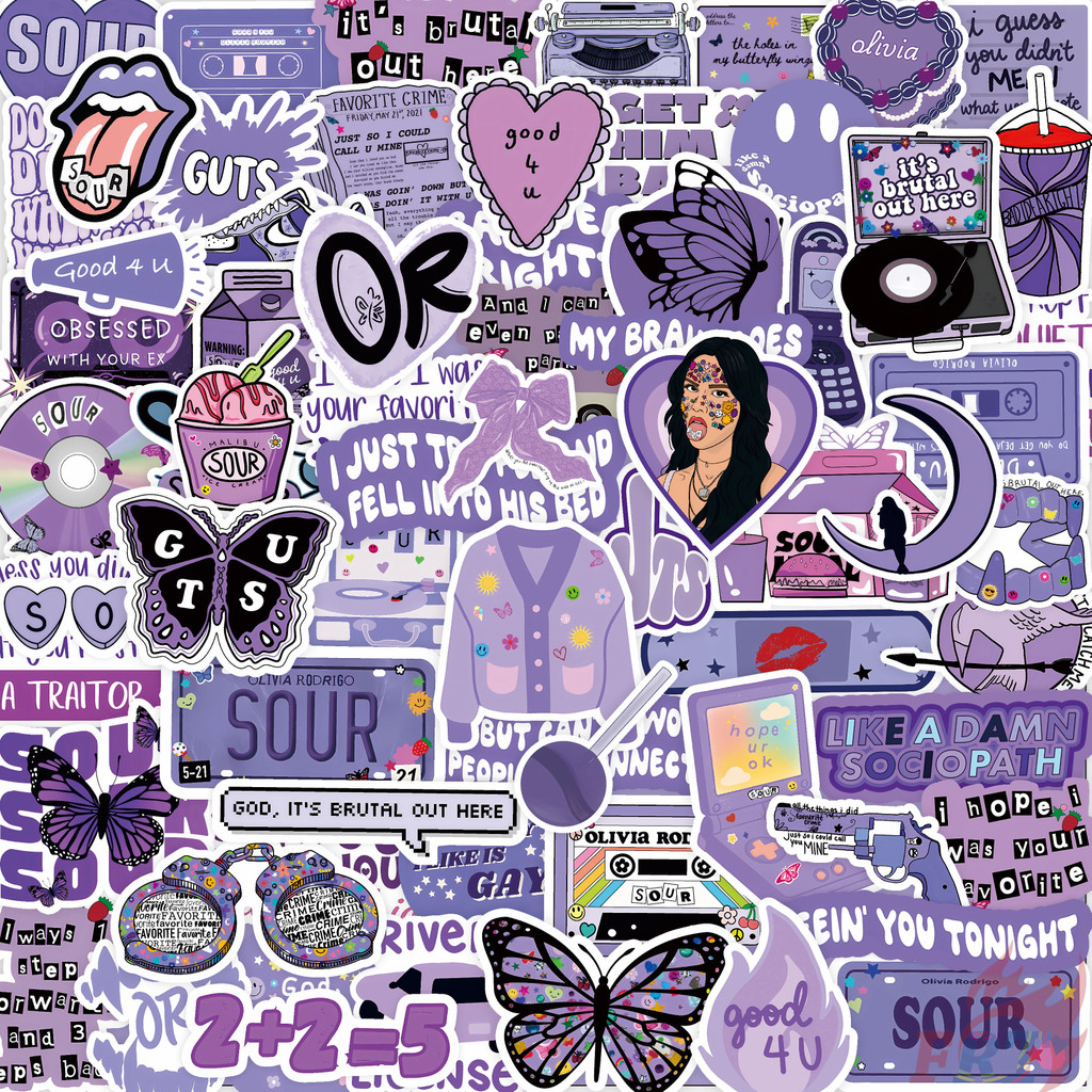 100Pcs/Set Olivia Rodrigo Series 01 ♬ Purple Music Album SOUR GUTS ...