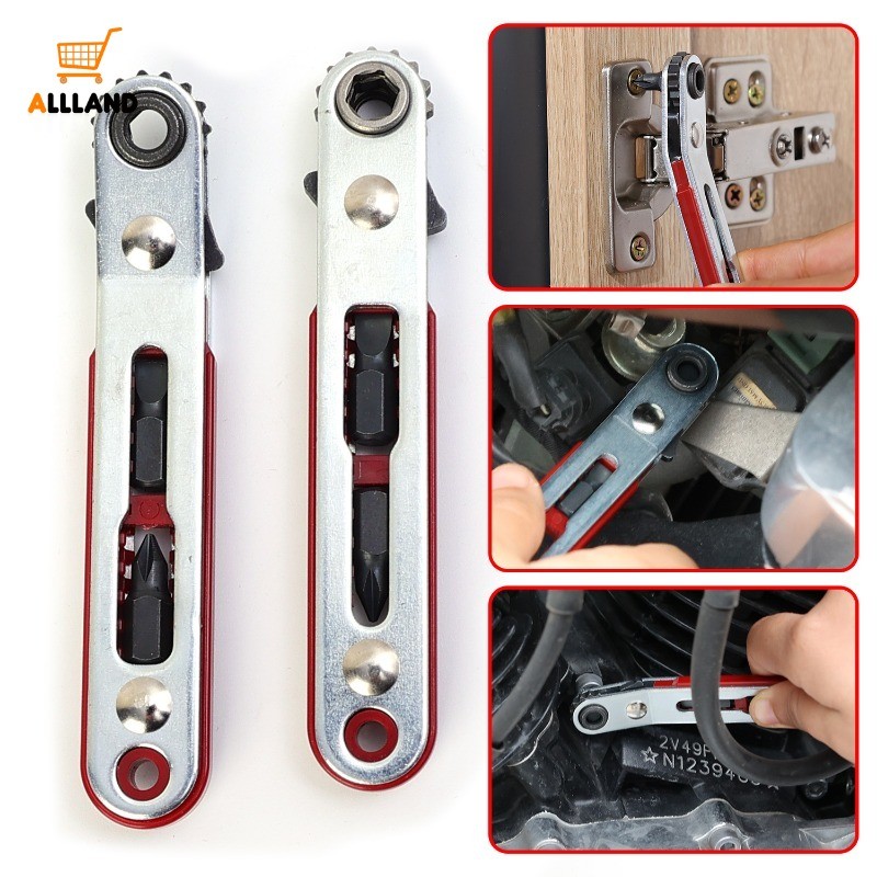 Mini Multi-function Two-way Ratchet Flat Head Elbow Flat Screwdriver ...