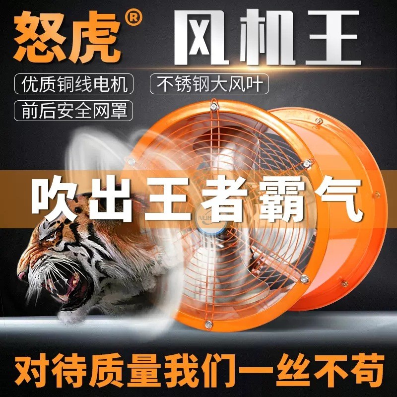 Industrial Exhaust Fan Strong Commercial Household Kitchen Fume Pipe High-Speed Cylinder Axial ...