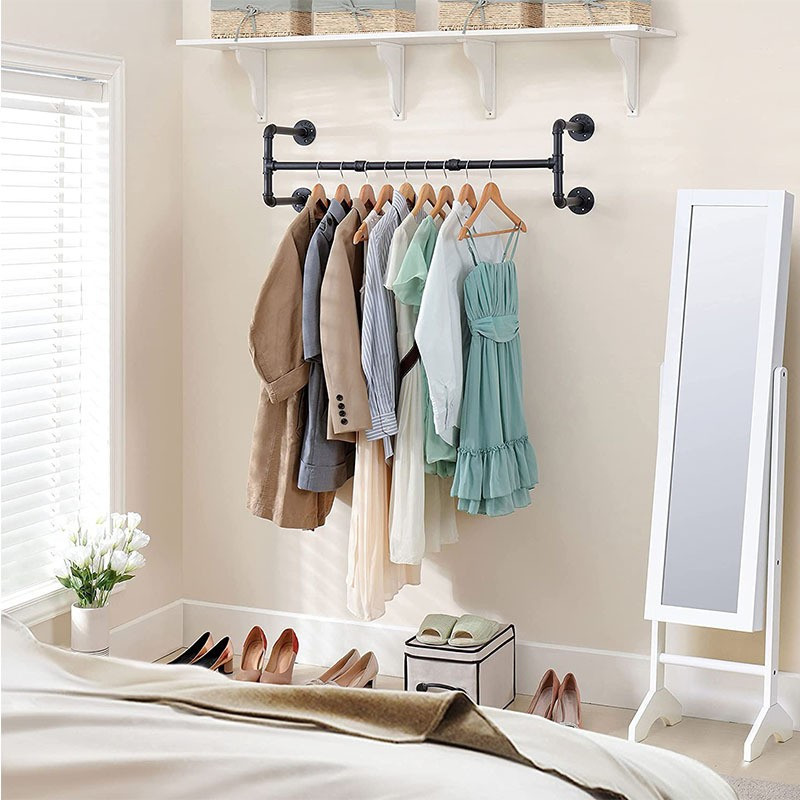Industrial Style Wrought Iron Clothes Rack Water Pipe Distressed ...