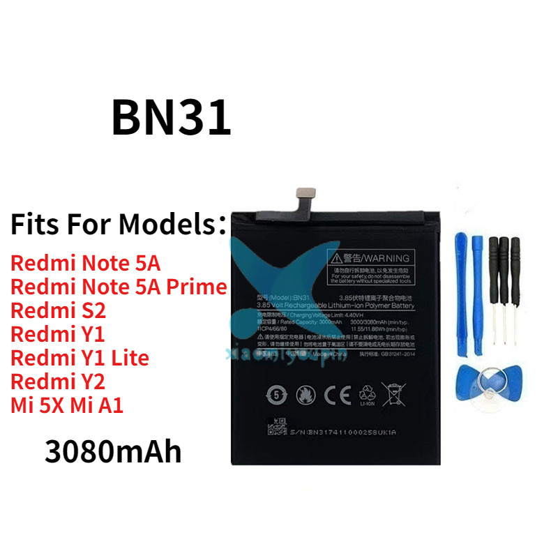 BN31 Battery Replacement For Xiaomi Mi 5X A1 Mi5X Bateria 5A Pro Y1 Mi ...