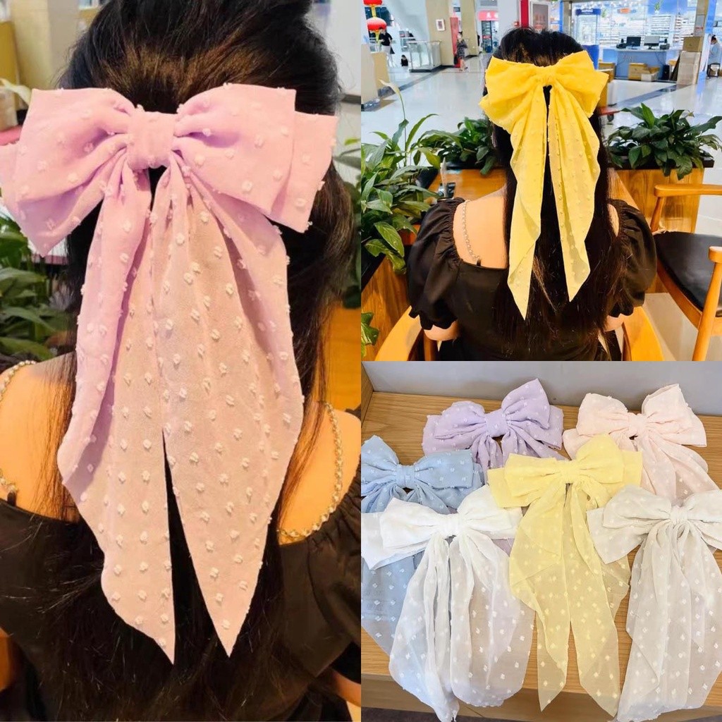 EMS EMS fashion New Korea Style shiny Sweet Hairpin Cute Ribbon Bow Imit hair clip cute color ...