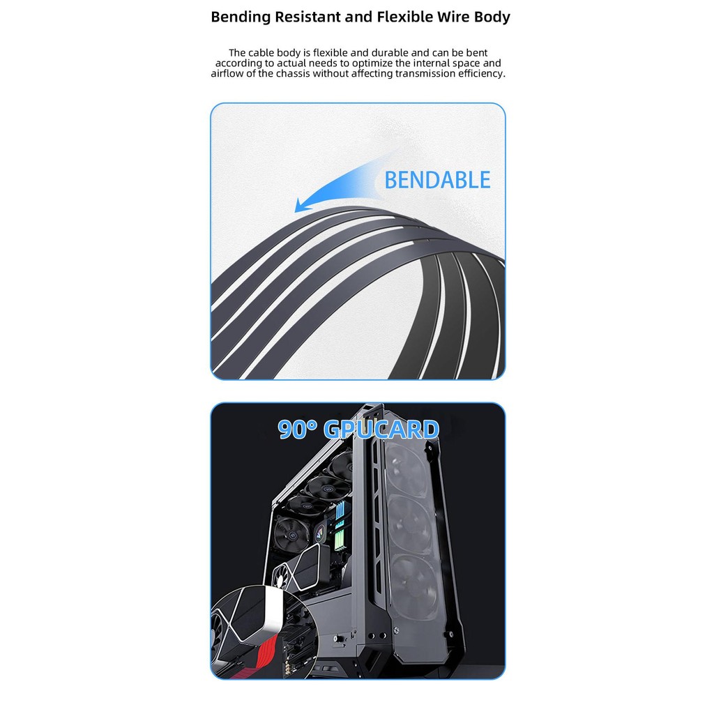 TEUCER PCI-E 4.0 X16 Riser Cable Video Card EMI Shielded High-Speed ...