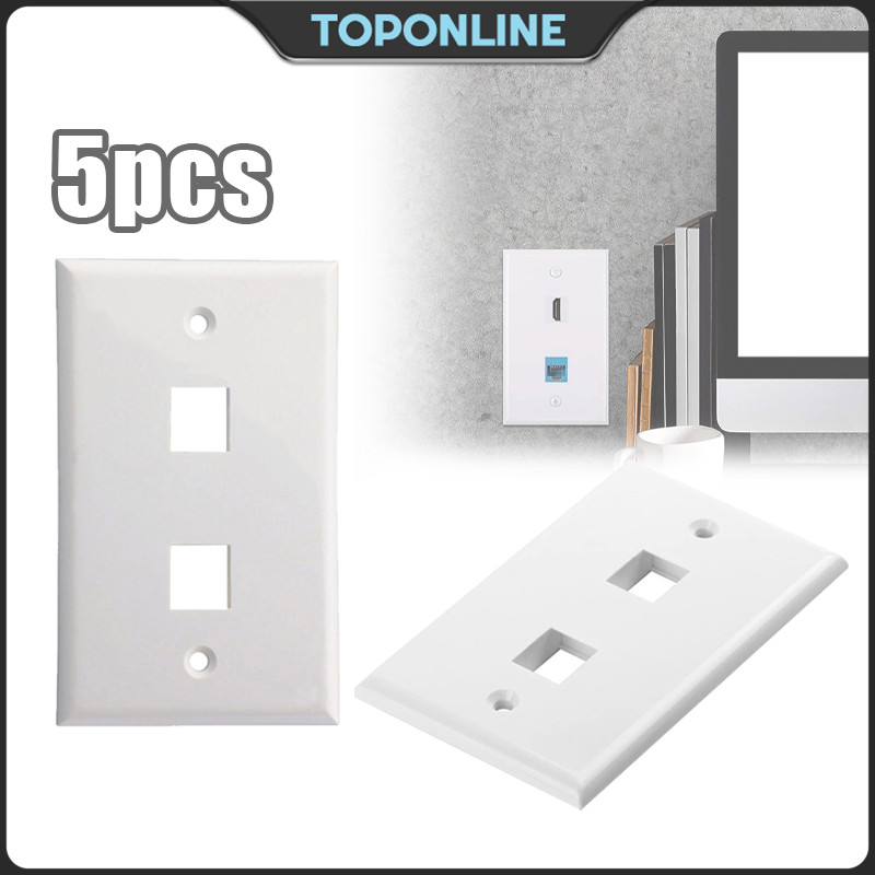 5Pcs 2 Port CAT6 RJ45 Ethernet Network Keystone Jack Wall Plate Network ...
