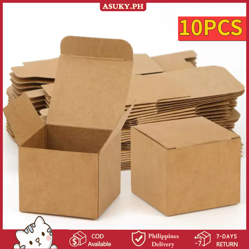10PCS Kraft Paper Square Box Folding Cardboard Box Packaging Candle ...