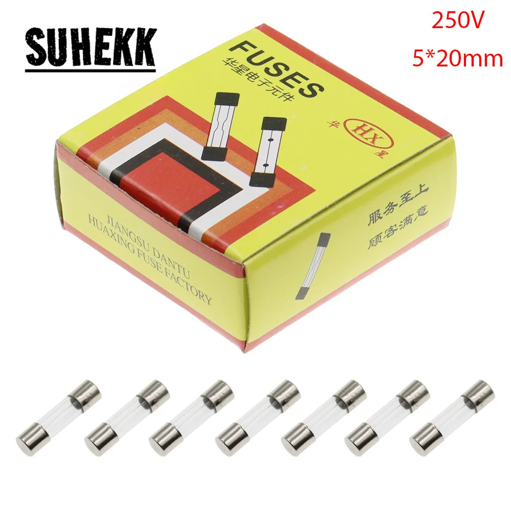 100PCS 5X20MM Fast-blow Glass Fuses Assorted Kit 5*20mm 250V 0.2A 0.5A 1A 2A 3A 4A 5A 6A 8A 10A ...