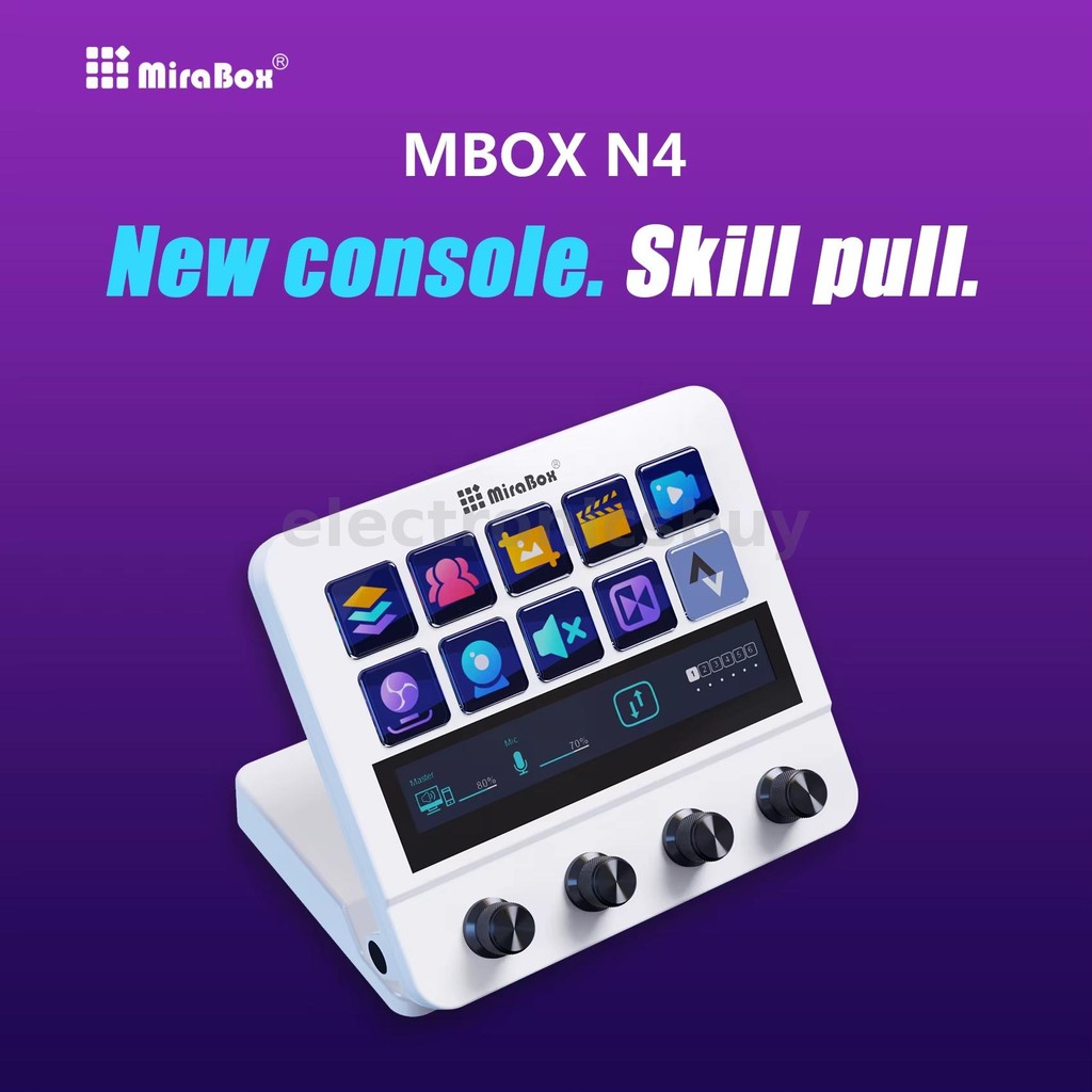 MiraBox MBox N4 Stream Deck with 10 LCD Buttons and 4 Rotary Knobs Live ...