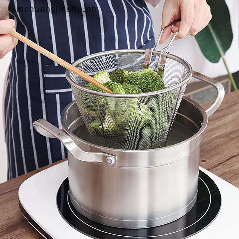 XIN French Chip Frying Strainer Basket Stainless Steel Deep Fry Basket ...