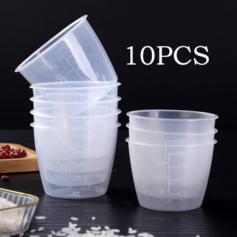 10Pcs Plastic Rice Measuring Cup Clear White Electric Cooker Rice ...