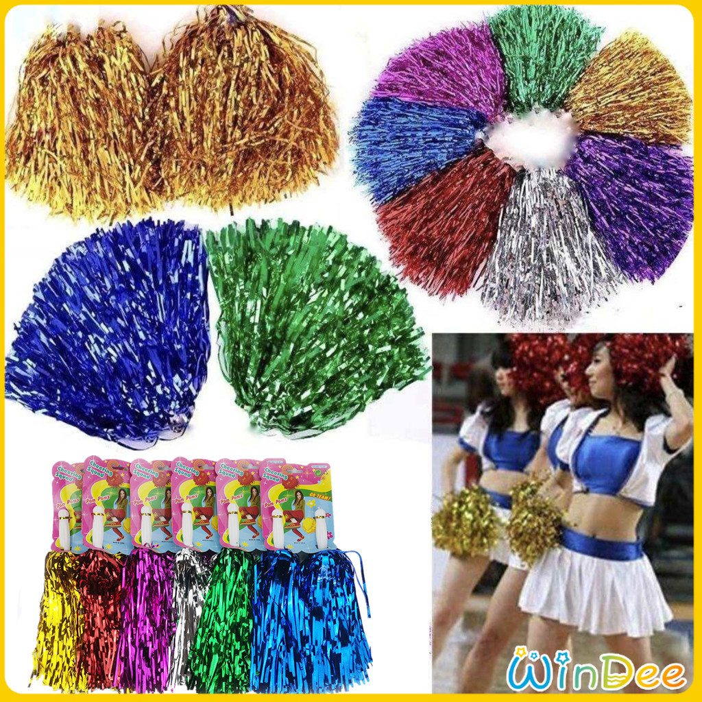 Cheerleading Pompoms Metallic Foil Dancing Pom Poms with Handle ...