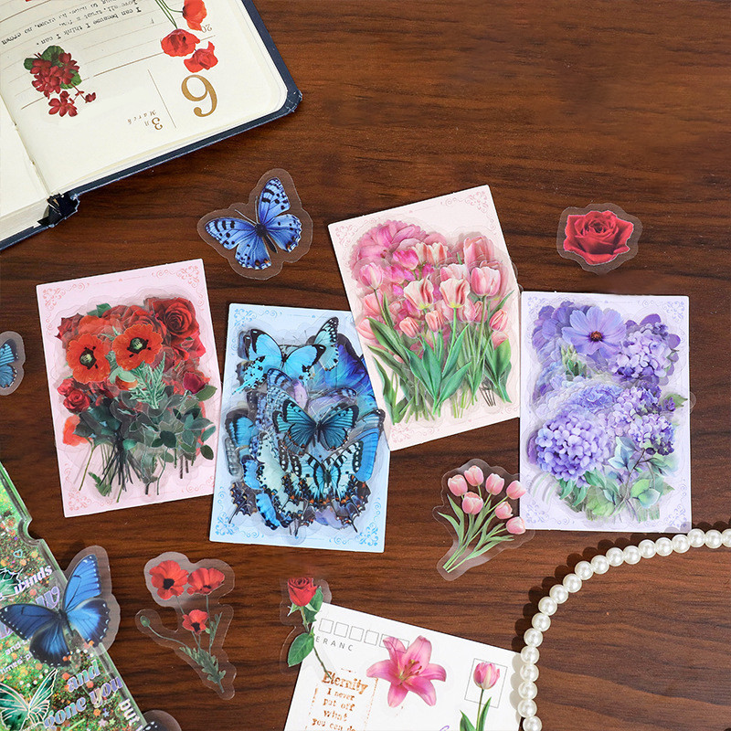 40 Pcs Beautiful Natural Plants Series PET Stickers Decorative DIY ...