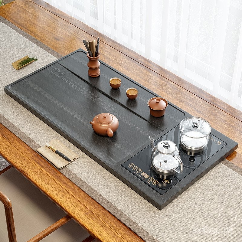 Natural Stone Black Gold Stone Tea Tray Set with Drainage Induction ...