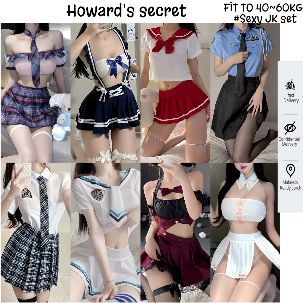 Howard's secret erotic lingerie sexy JK student uniform set ultra short pleated skirt multi ...