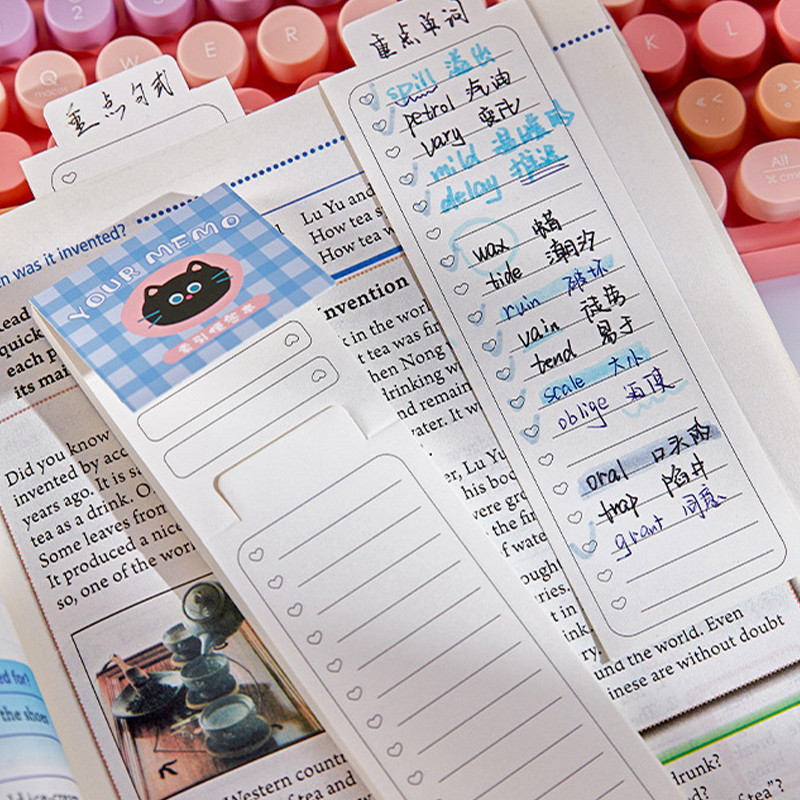 50Pcs Creative Bookmark Style Long Sticky Note Set Large Capacity Tearable Label Index Stickers ...
